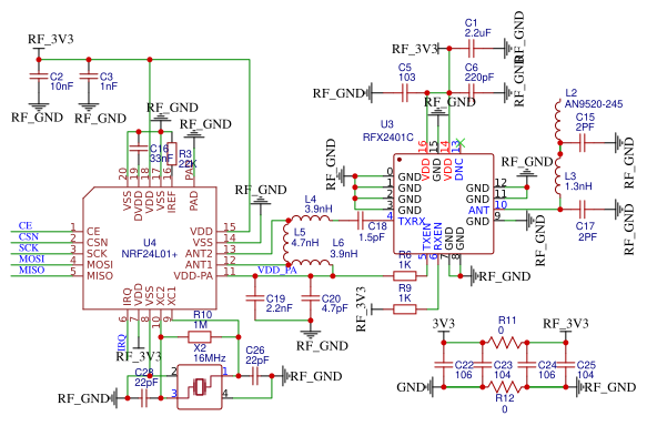 NRF24L01+RFX2401C(PA+LNA) 资源 - 嘉立创EDA