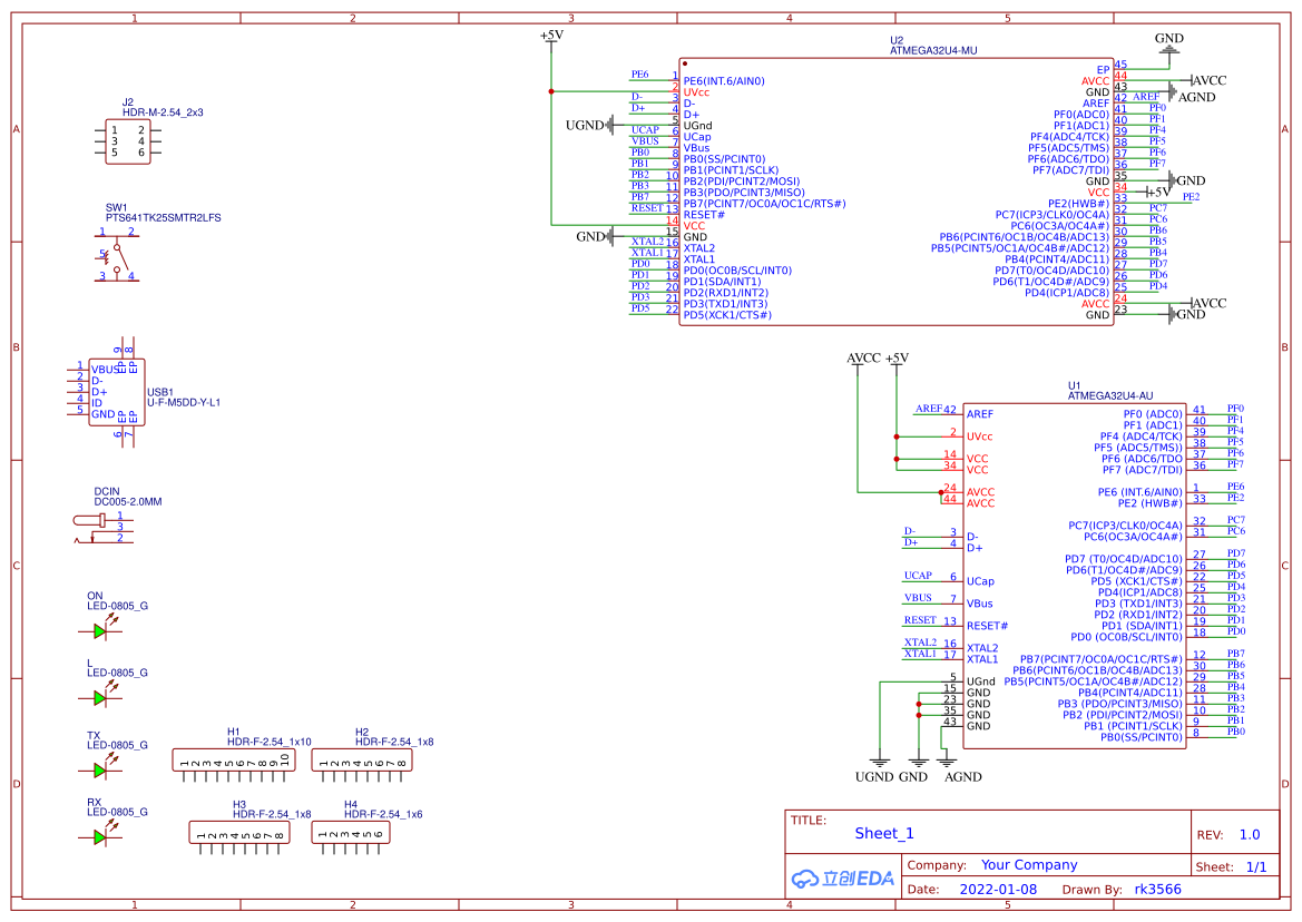 Arduino PCB模板（标准Leonardo） - 嘉立创EDA开源硬件平台
