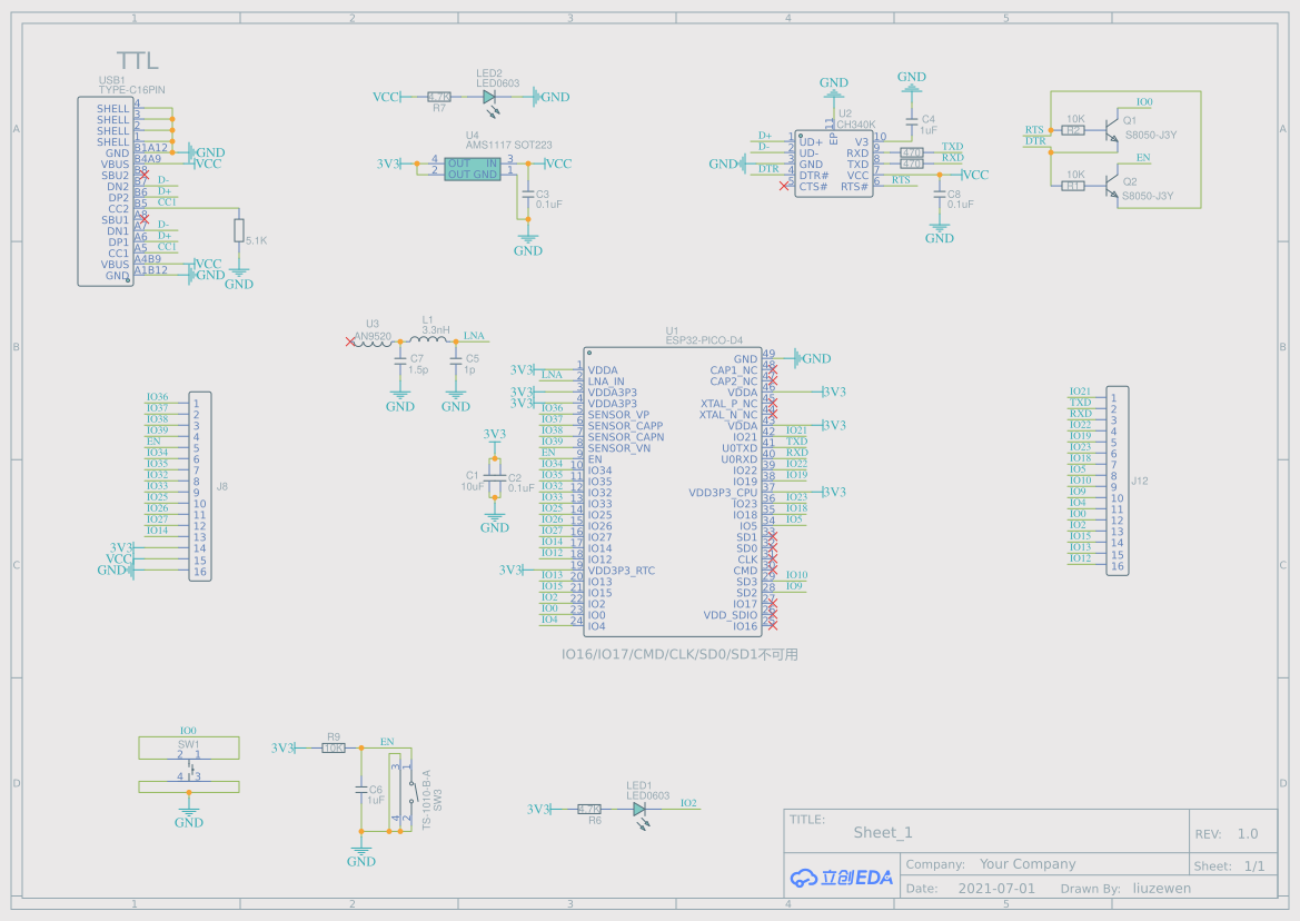 ESP32-PICO-D4-Demo测试板 - 立创EDA开源硬件平台