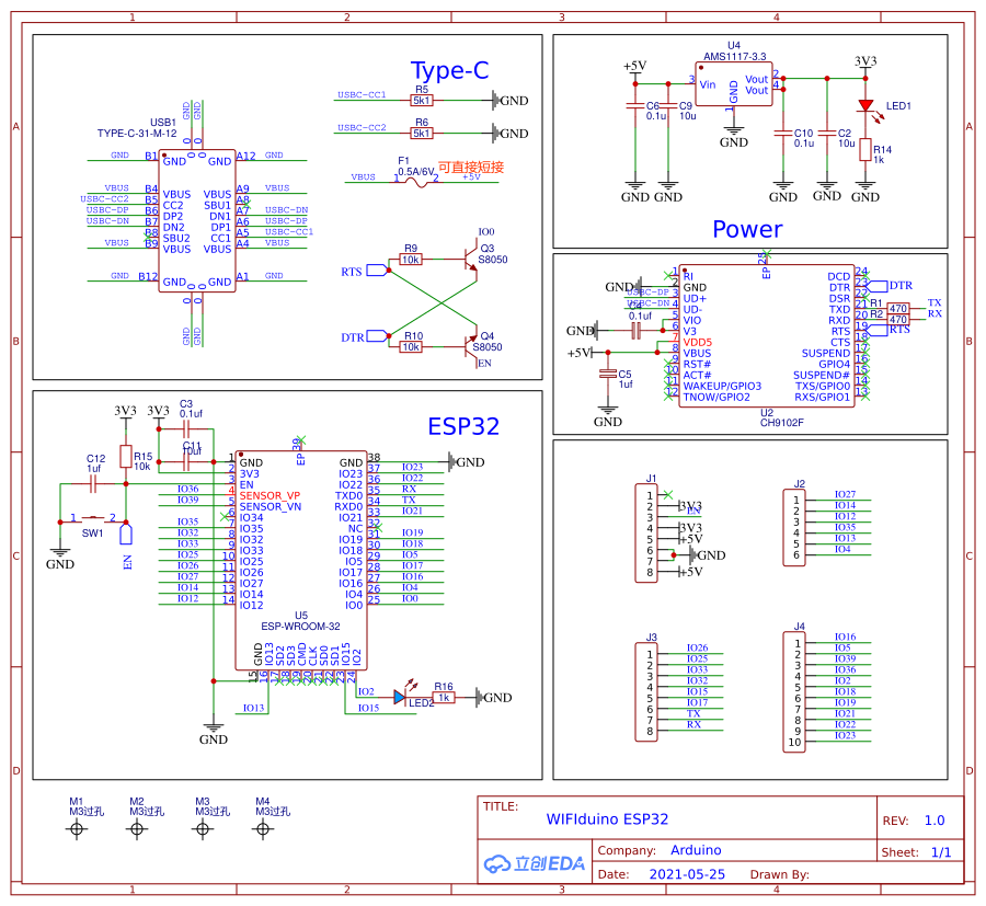 ESPduino ESP32(CH9102) - 立创EDA开源硬件平台