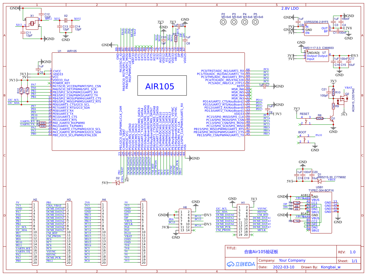合宙Air105验证板 - 嘉立创EDA开源硬件平台