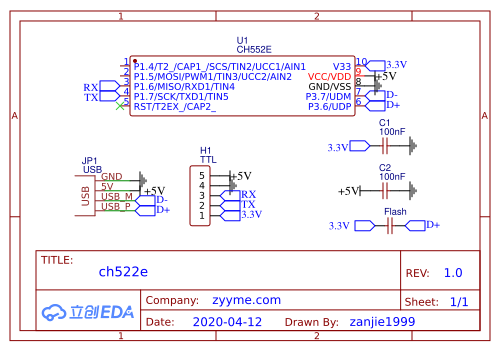 咩ch552e badusb 串口小板 - 立创EDA开源硬件平台