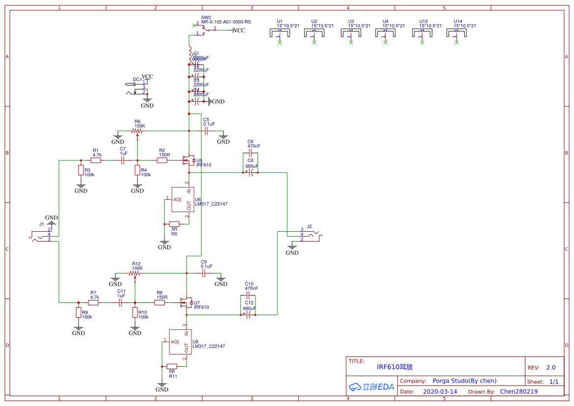 IRF610耳放 - 嘉立创EDA开源硬件平台