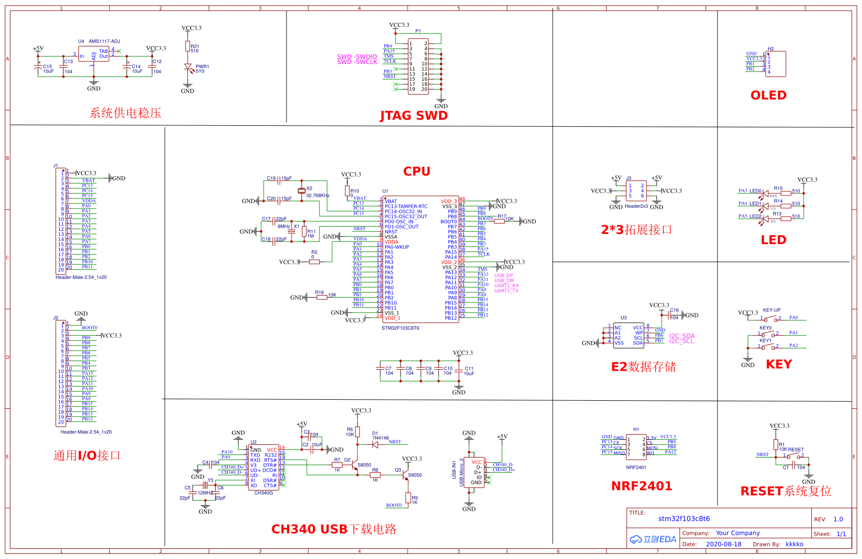 stm32c8t6开发板 - 嘉立创EDA开源硬件平台