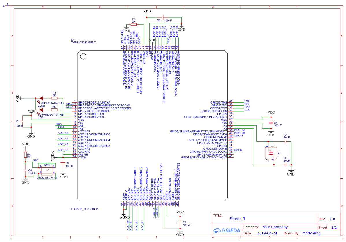 TMS320F28035 Controller Board - 嘉立创EDA开源硬件平台