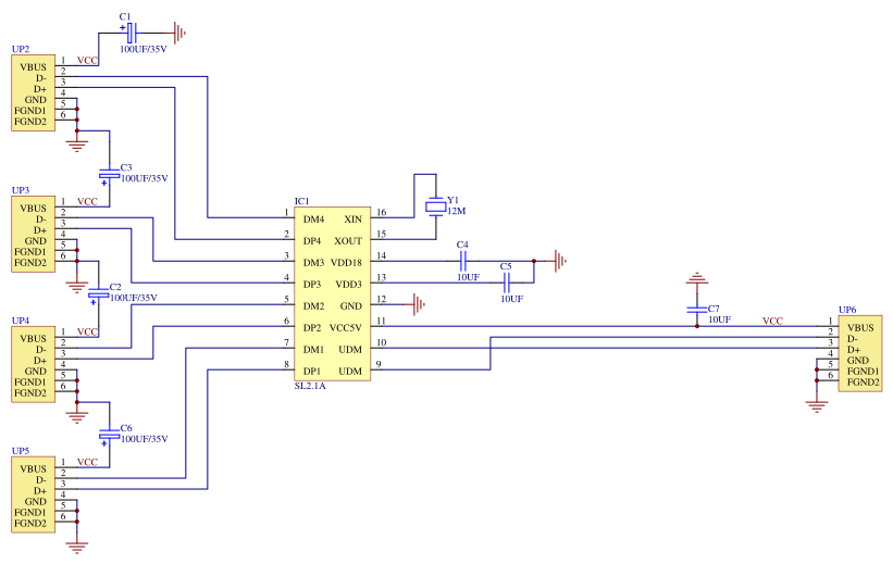 USB2.0 HUB - SL2.1A - 嘉立创EDA开源硬件平台
