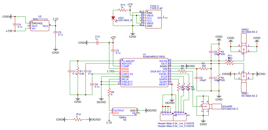 AD9834_DDS功能验证板 - 嘉立创EDA开源硬件平台