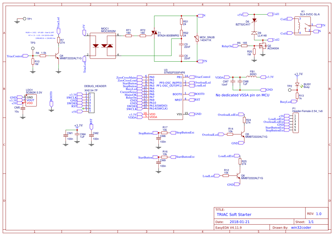 STM32 230V TRIAC Soft Starter - 嘉立创EDA开源硬件平台
