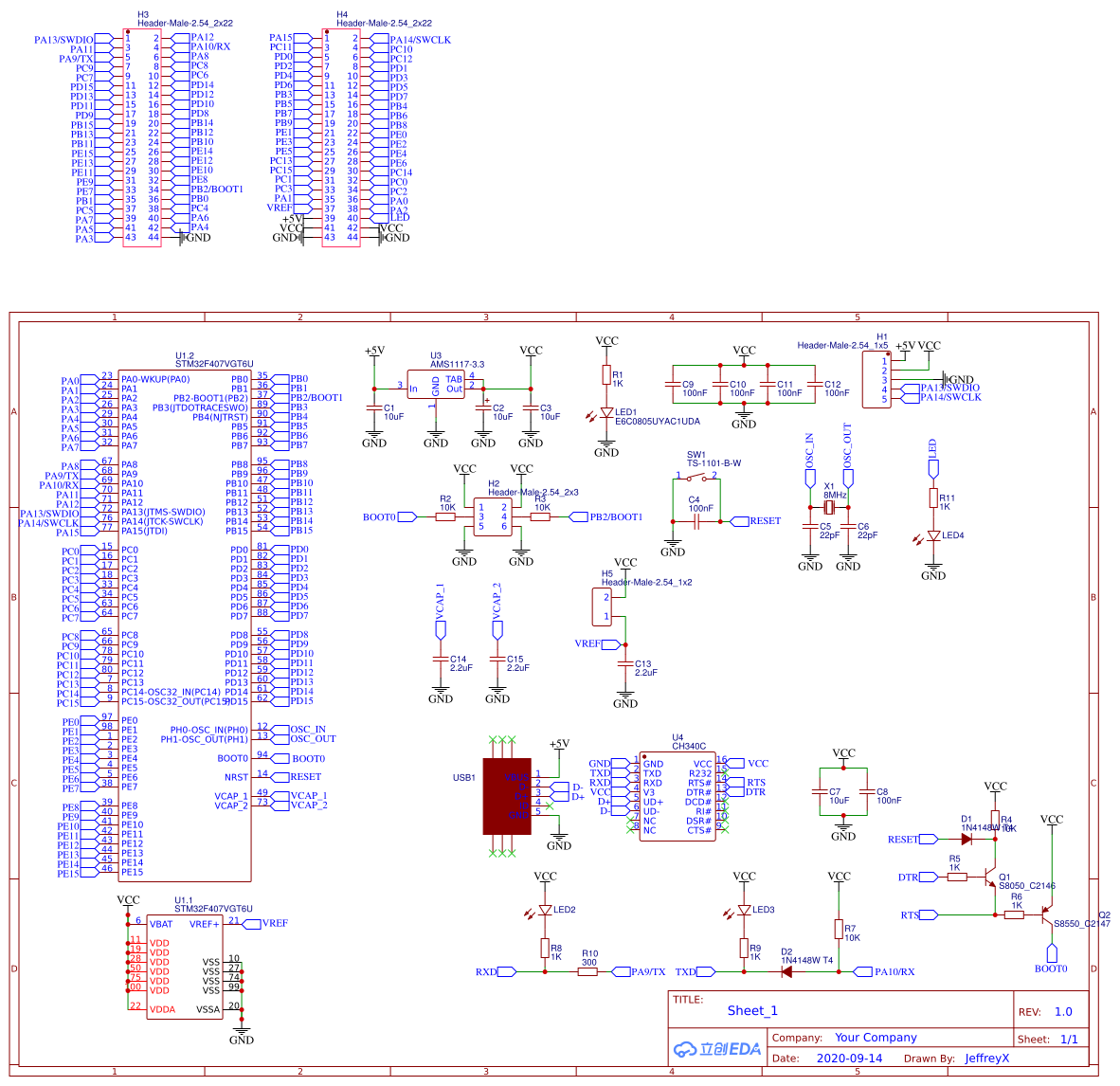 STM32F407VGT6 Core Module - 嘉立创EDA开源硬件平台
