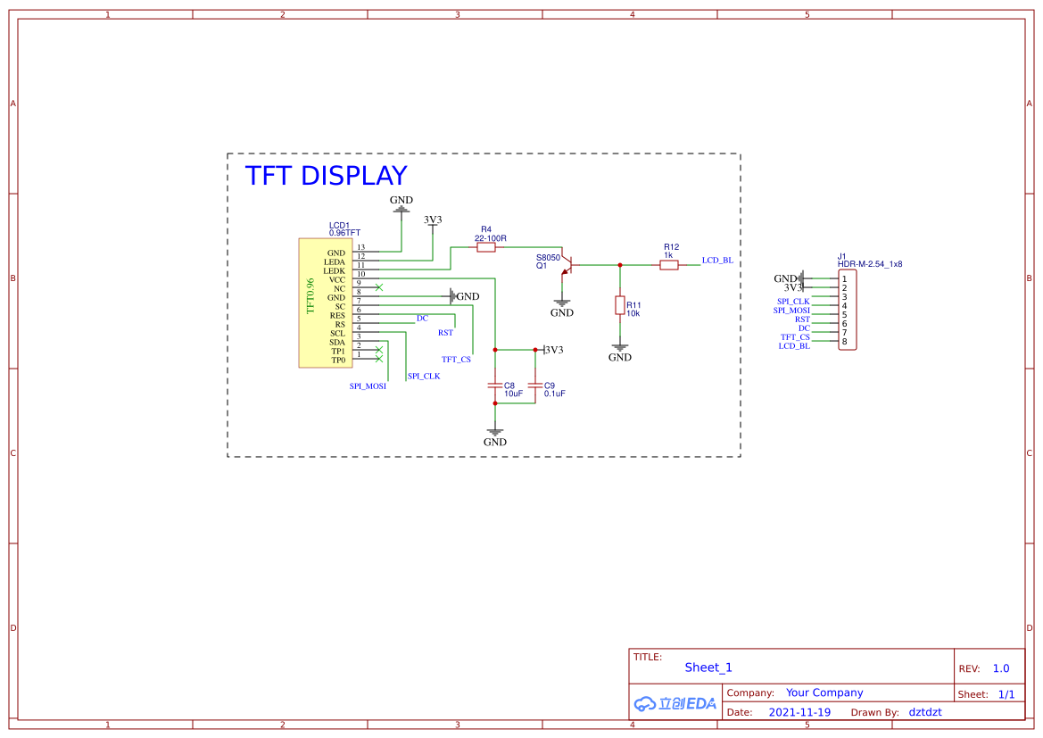 0.96寸TFT屏幕模块 - 嘉立创EDA开源硬件平台