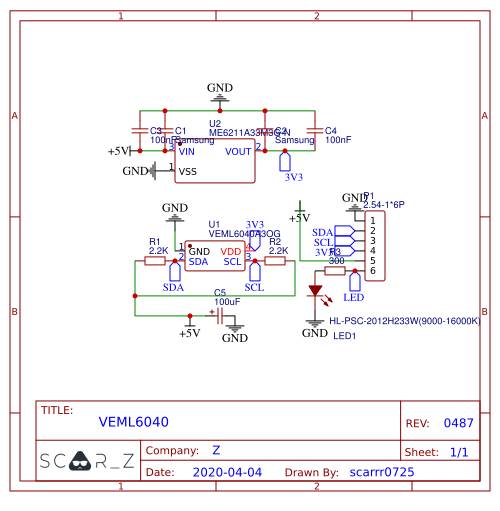 [死因未知] VEML6040颜色传感器模块-带教程 - 嘉立创EDA开源硬件平台