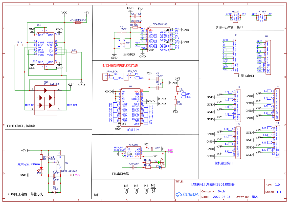 【物联网】鸿蒙HI3861控制器开发板 - 嘉立创EDA开源硬件平台