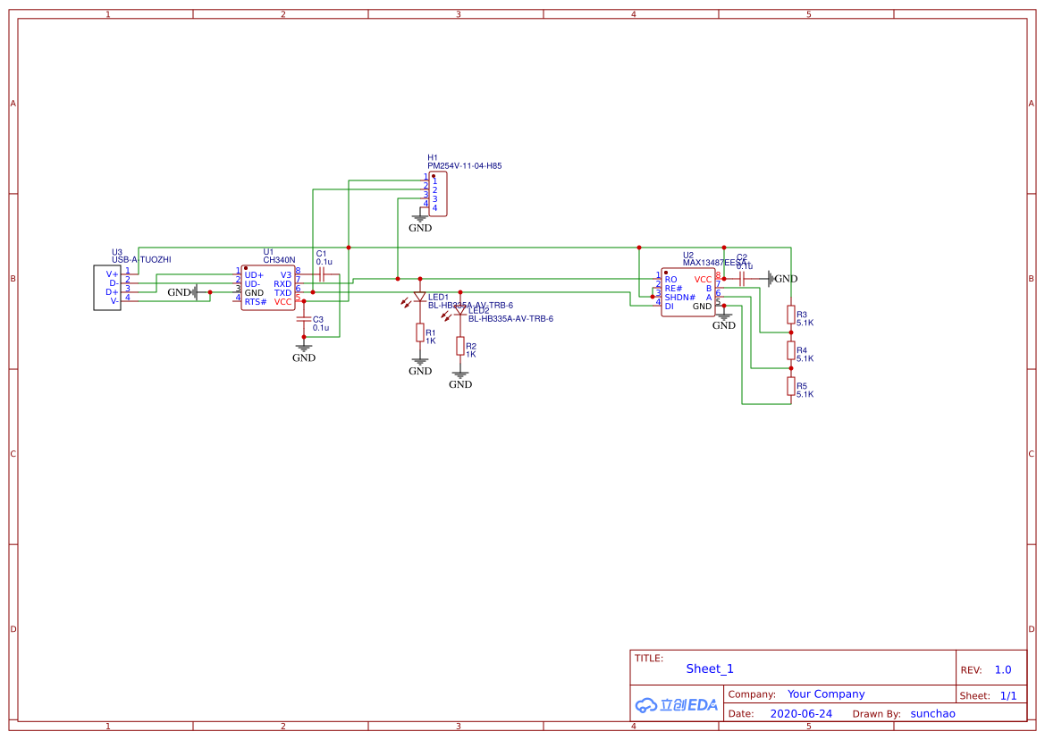 使用MAX13487的USB-RS485转换器 - 嘉立创EDA开源硬件平台