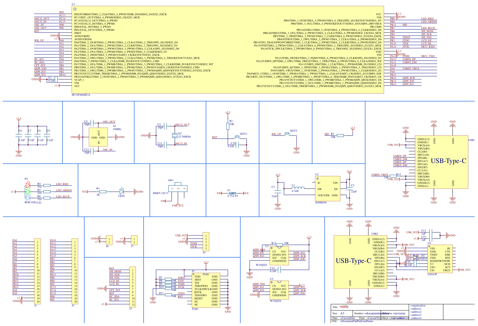 HC32F460JEUA核心板 - 嘉立创EDA开源硬件平台