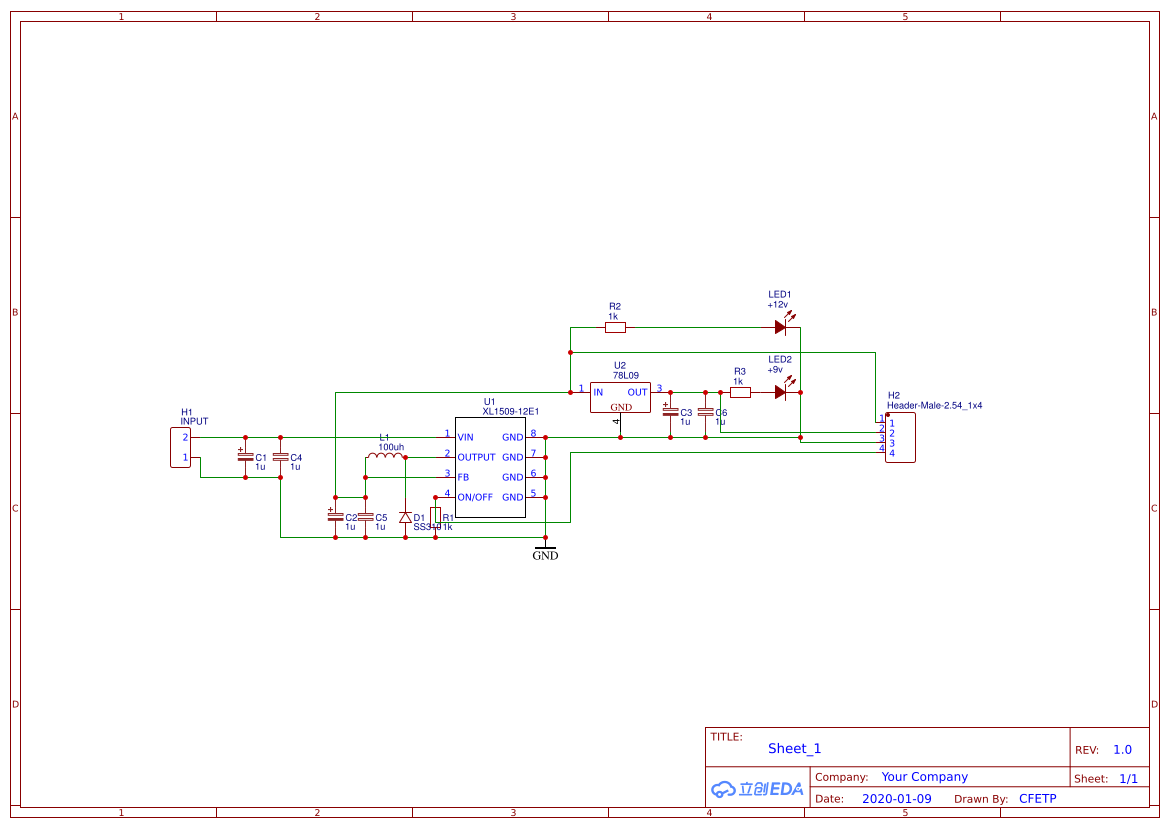XL1509 12V+5V 辅助电源 - 立创EDA开源硬件平台