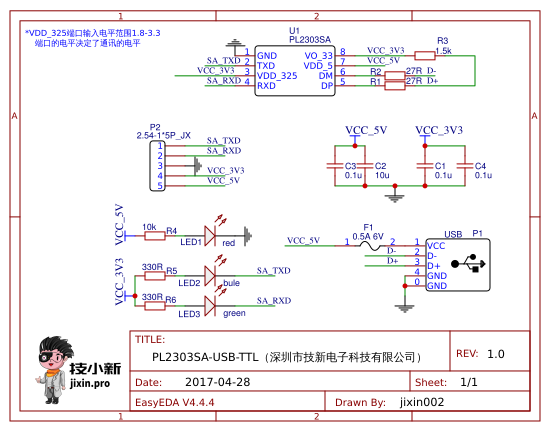 USB-TTL-PL2303SA - 嘉立创EDA开源硬件平台