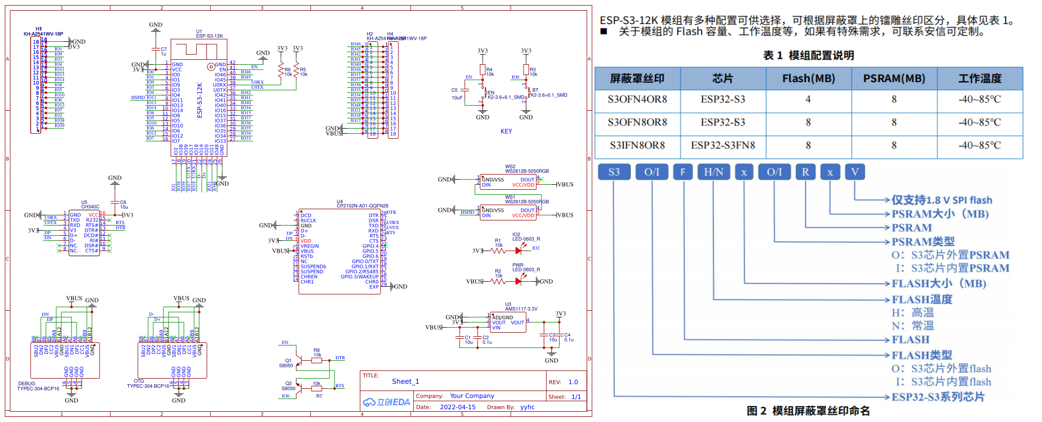 Esp32 S3 12k开发板 嘉立创eda开源硬件平台 