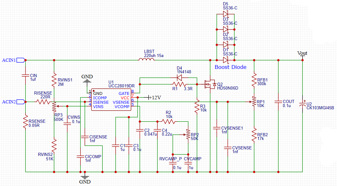 UCC28019 AC-DC 升压PFC模块 - 立创开源硬件平台