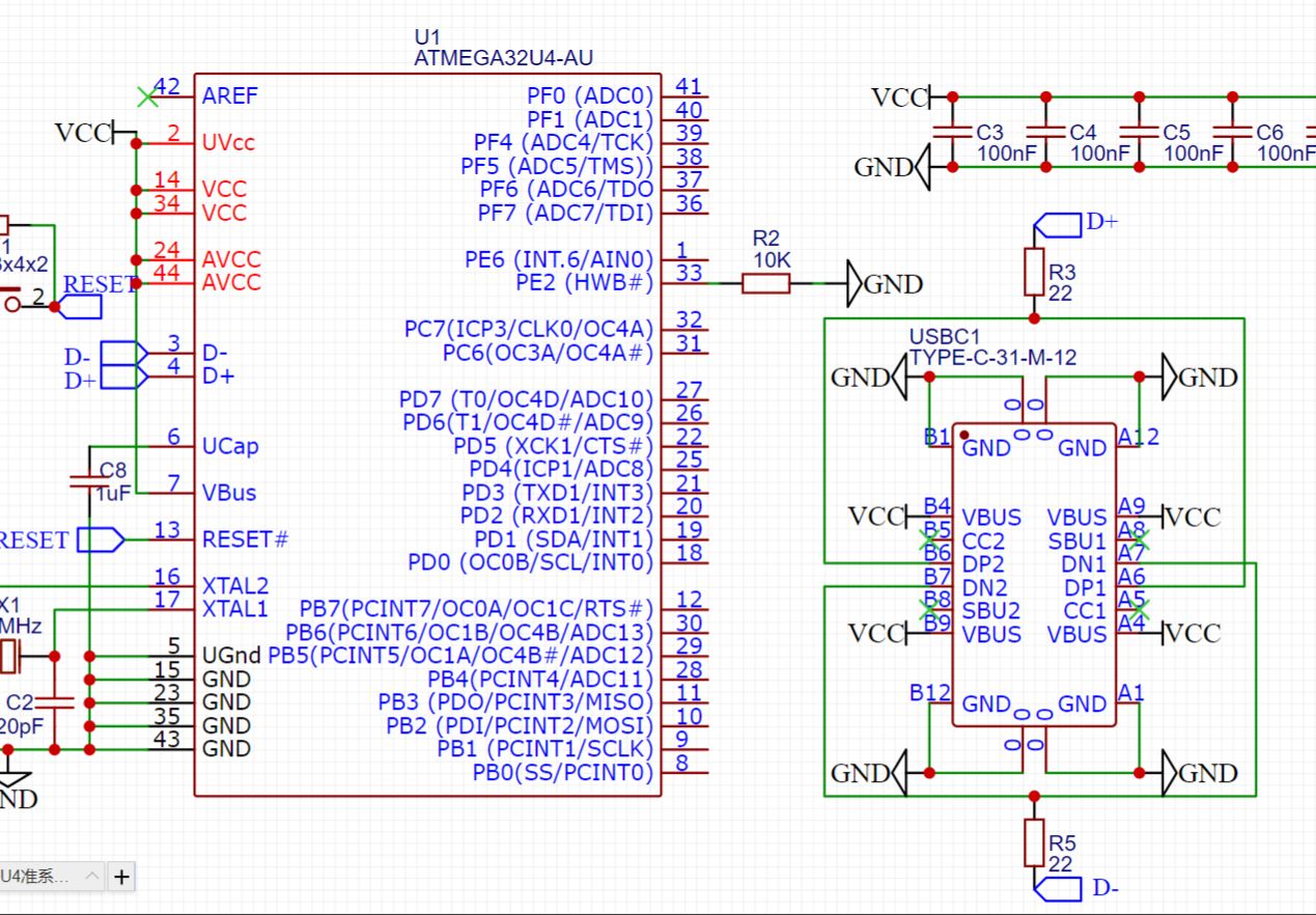 atmega32u4 - 嘉立创EDA开源硬件平台